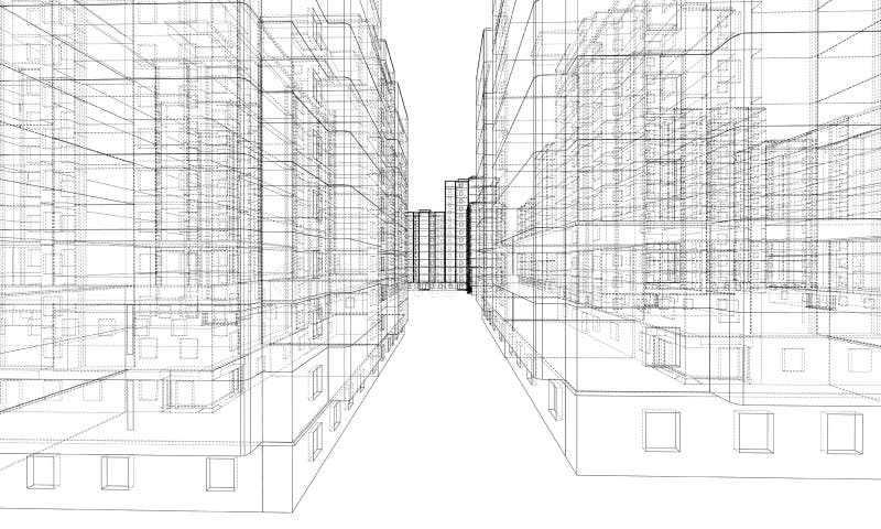 Wire-frame Model of a Multi-storey Building Stock Illustration ...