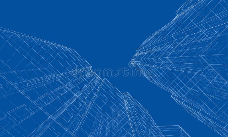 Wire-frame Model of a Multi-storey Building Stock Illustration ...