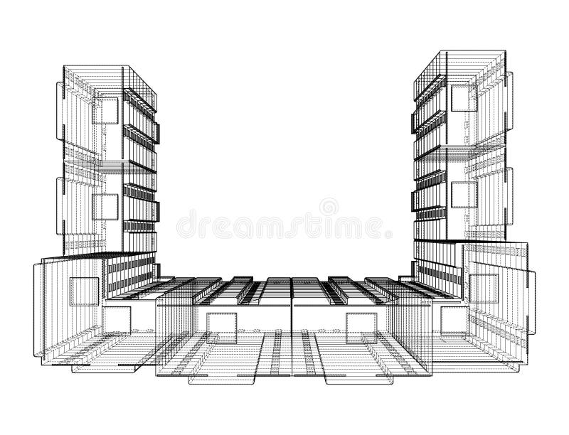Wire-frame Model of a Multi-storey Building Stock Illustration ...