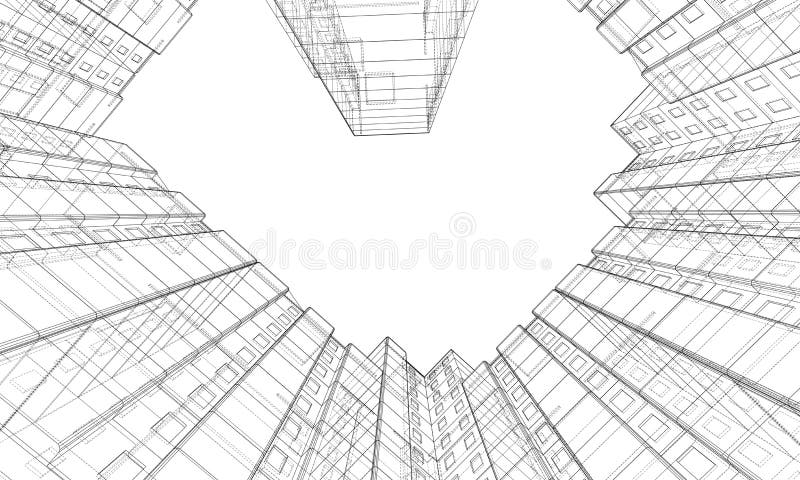 Wire-frame Model of a Multi-storey Building Stock Illustration ...