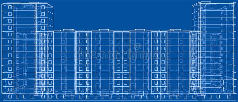 Wire-frame Model of a Multi-storey Building Stock Illustration ...
