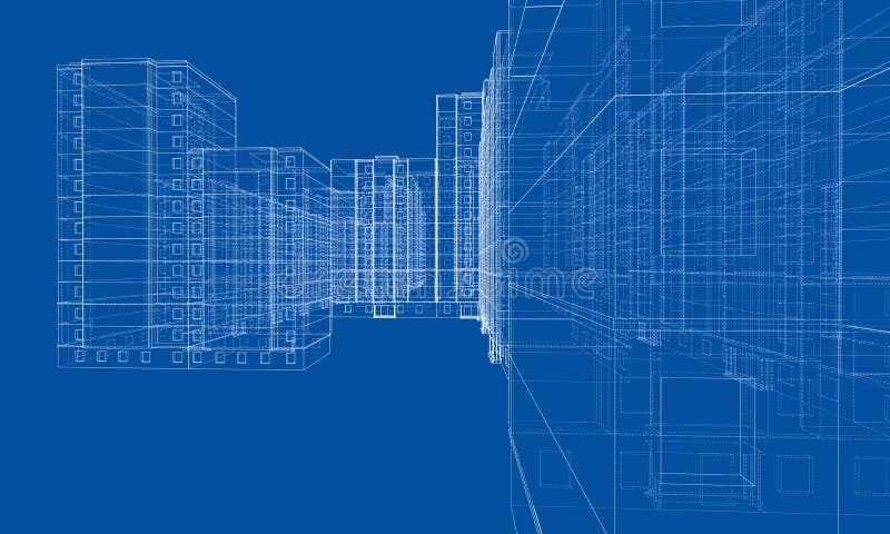 Wire-frame Model of a Multi-storey Building Stock Illustration ...