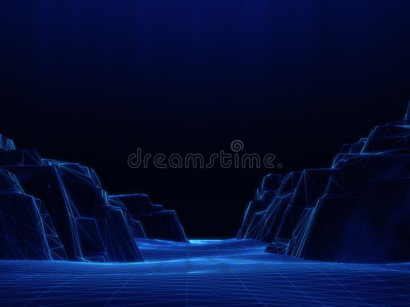 Wire Frame of Mountain Rock ,cliff Model ,abstract Space Background ...