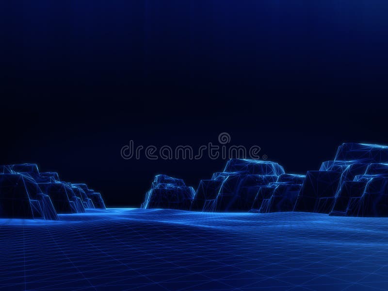 Wire Frame of Mountain Rock ,cliff Model ,abstract Space Background ...