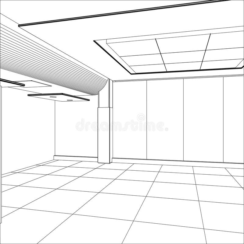 Wire-frame Office Room. EPS 10 Vector Format Stock Illustration ...