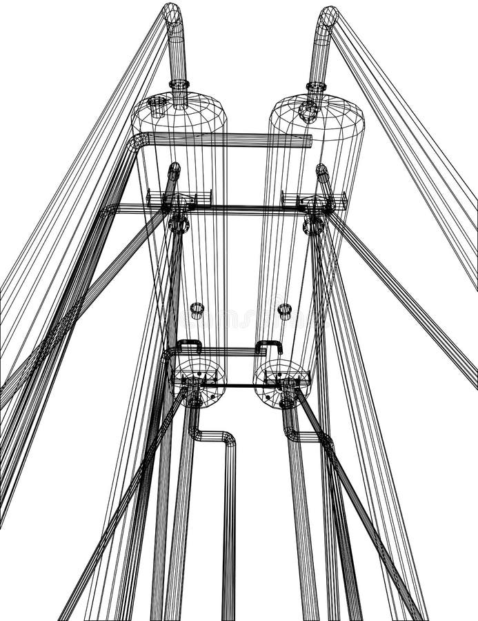 Wire-frame Oil and Gas Industrial Equipment Stock Vector - Illustration ...