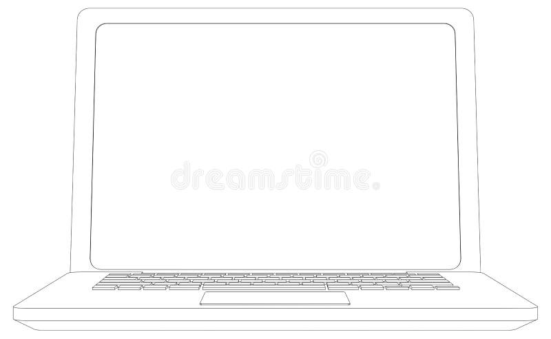 Laptop Outline Vector Illustration Stock Vector - Illustration of book ...