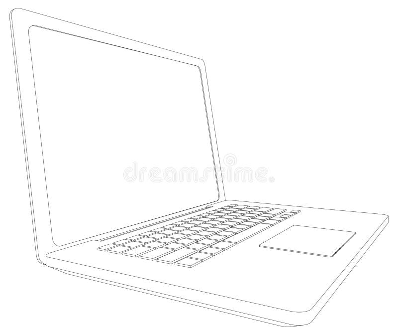 Wire-frame Open Laptop. Perspective View Stock Vector - Illustration of ...