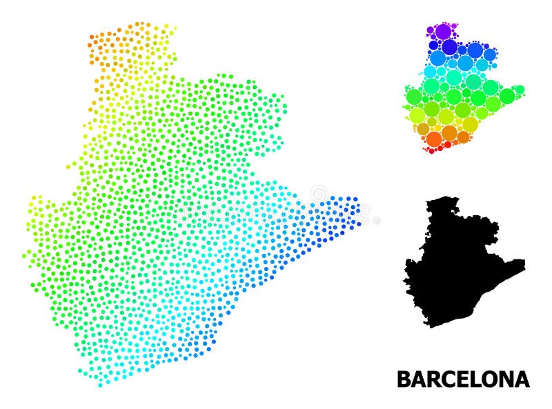 2D Polygonal Map of Barcelona Province with Red Stars Stock Vector ...