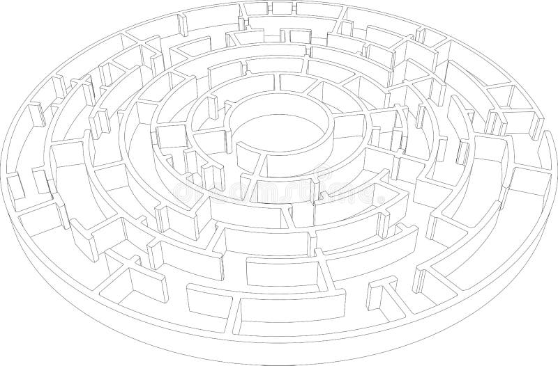 Wire-frame Round Intricate Labyrinth. Vector Stock Vector ...