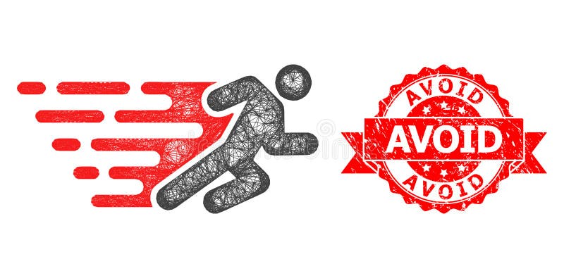 Distress Avoid Stamp Seal and Linear Running Man Icon Stock Vector ...