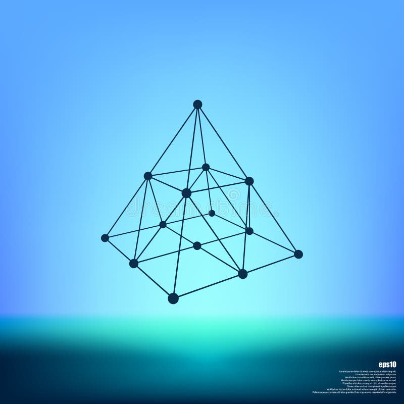 Wire Frame Shape. Pyramid with Connected Lines and Dots Stock ...