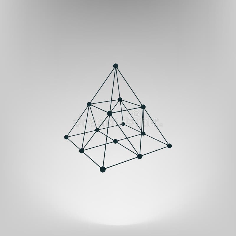 Wire Frame Shape. Pyramid with Connected Lines and Dots Stock ...