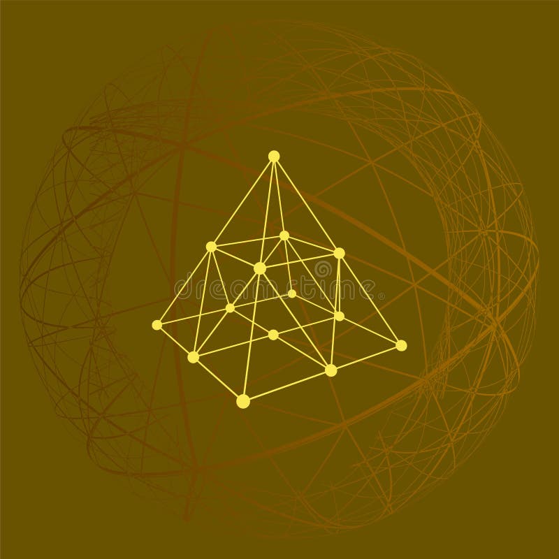 Wire Frame Shape. Pyramid with Connected Lines and Dots Stock ...