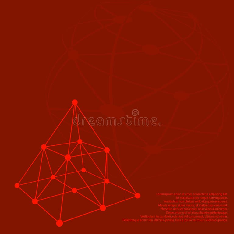 Wire Frame Shape. Pyramid with Connected Lines and Dots. Vector ...