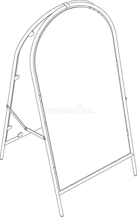 Wire-frame Sidewalk Sign. Perspective View Stock Illustration ...