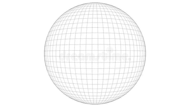 Wire-frame Sphere Rotating in Seamless Loop, in White Isolated ...