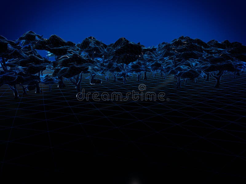 Wire Frame of Trees Model ,graphic Forest Background. Stock ...