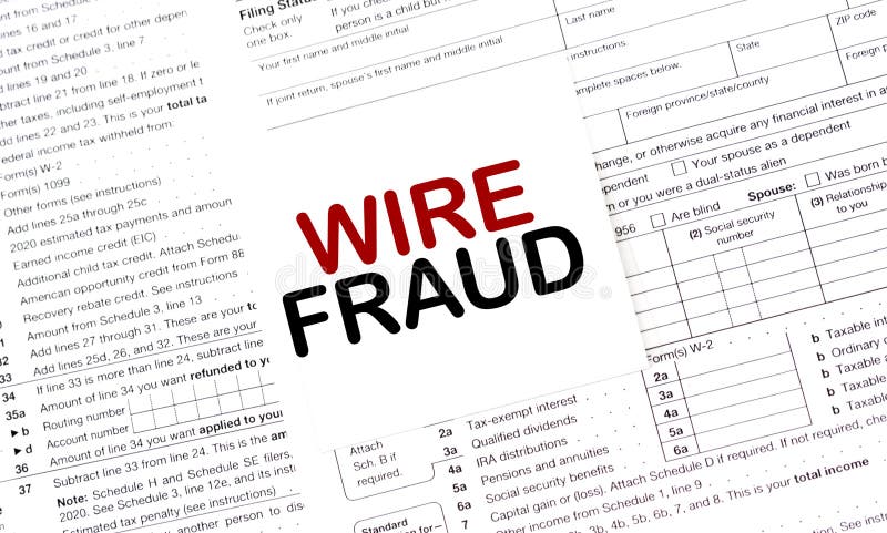 WIRE FRAUD of the Box on White Sticker and Documents Stock Image ...