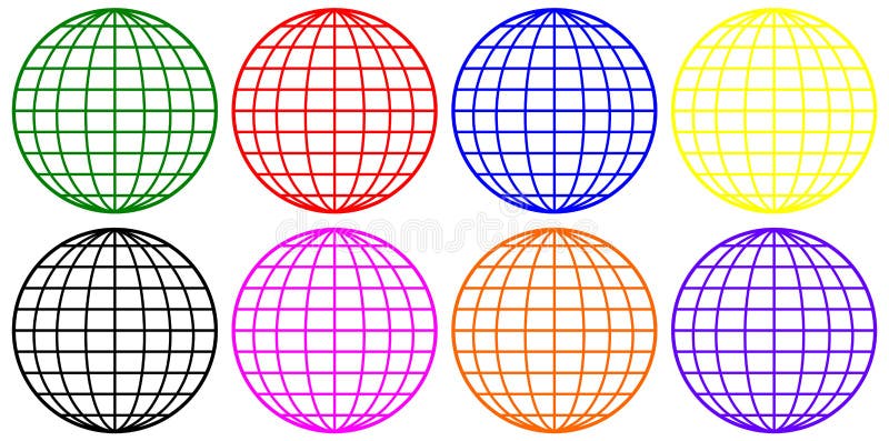 Wireframe Globe Set stock illustration. Illustration of ball - 983313