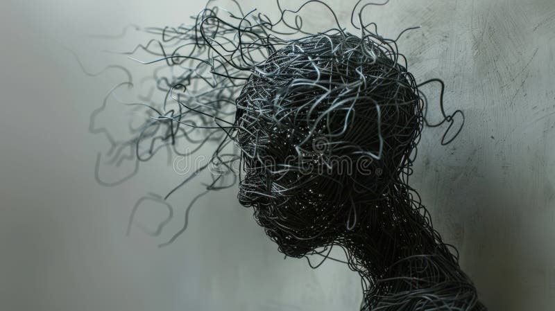 The Wire Head Sculpture.AI Generated Image Stock Photo - Image of ...