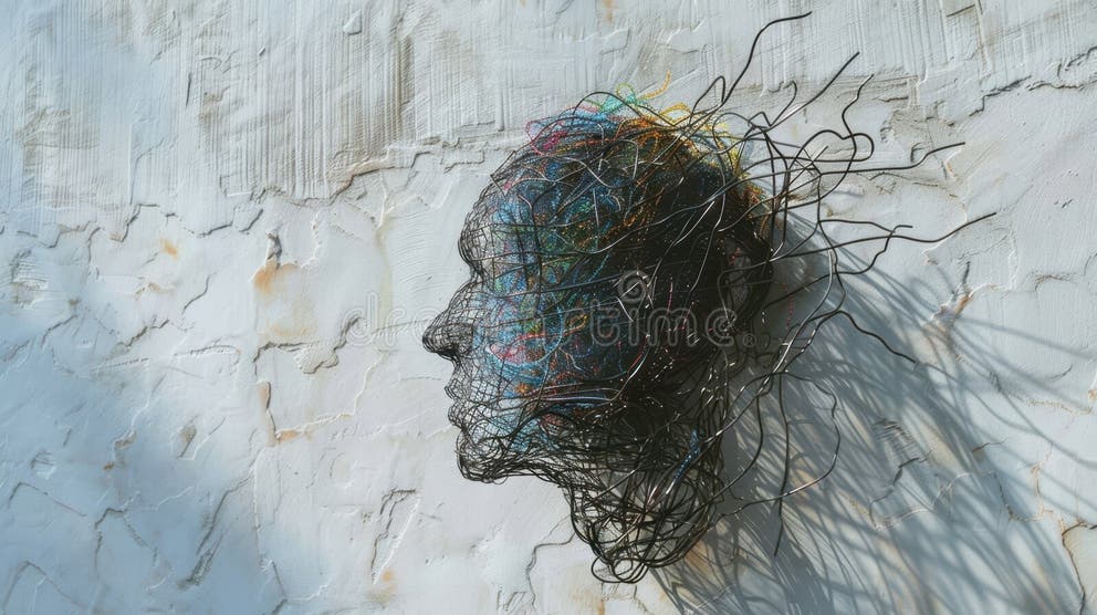 The Wire Head Sculpture.AI Generated Image Stock Image - Image of face ...