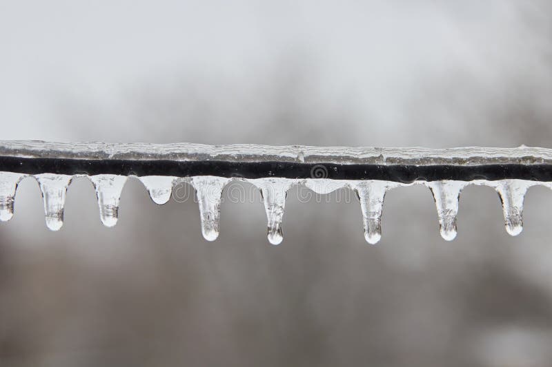 Wire with Icicles,Electric Cables, Wires are Covered with Ice after the ...