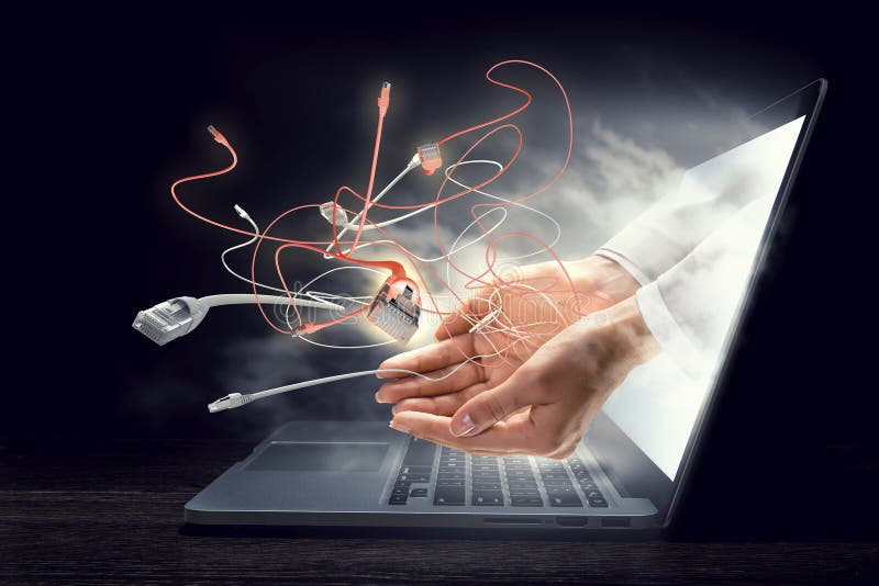 Wire Internet connection stock photo. Image of screen - 123350758