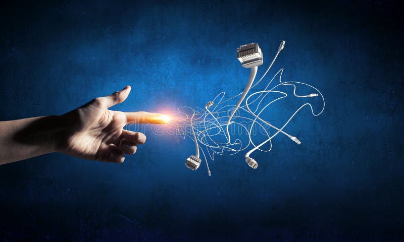 Wire Internet connection stock photo. Image of palm - 121305400