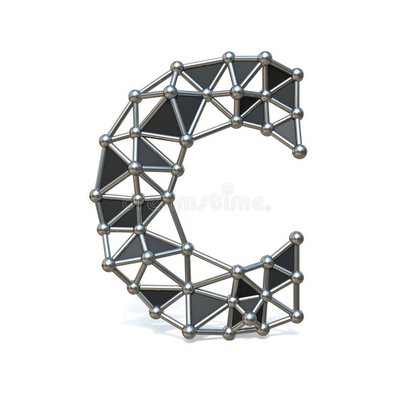 Wire Low Poly Black Metal Font Letter H 3D Stock Illustration ...