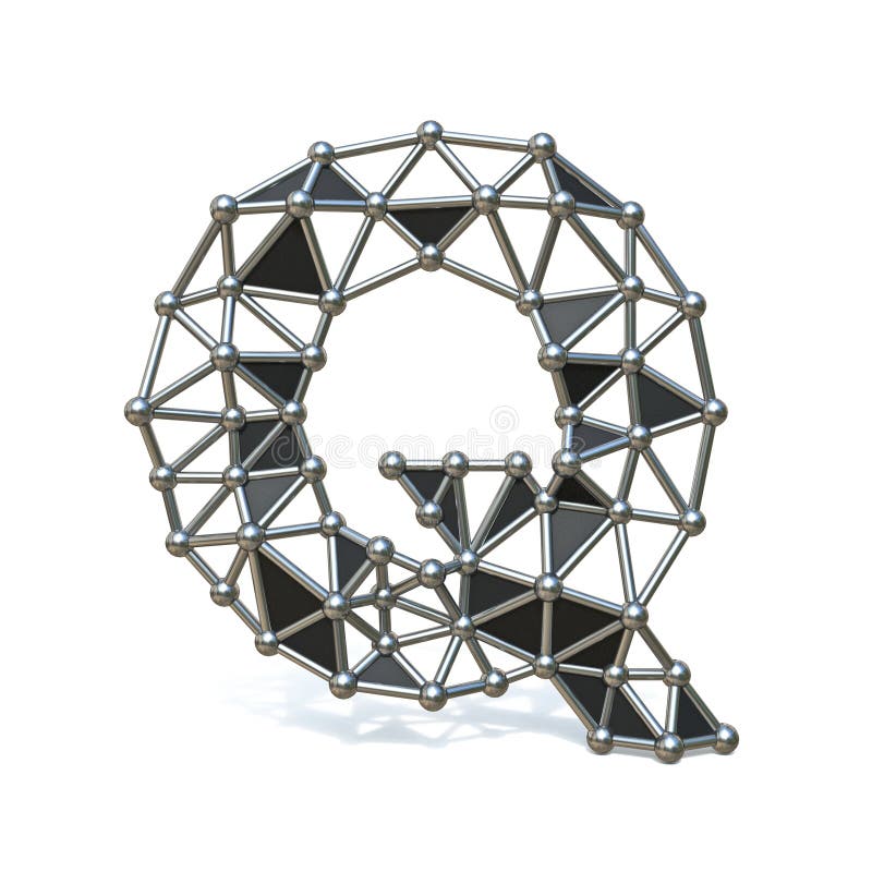 Wire Low Poly Black Metal Font Letter Q 3D Stock Illustration ...