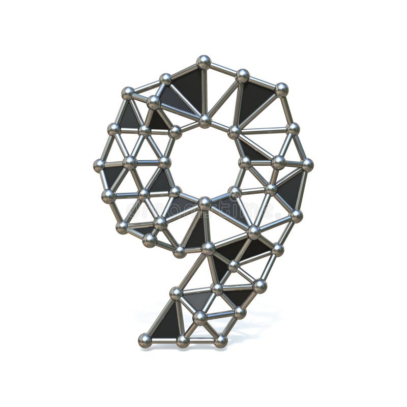 Wire Low Poly Black Metal Number 9 NINE 3D Stock Illustration ...