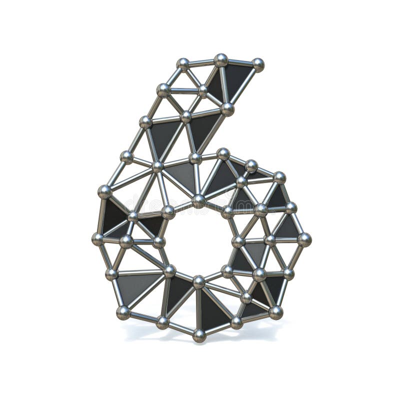 Wire Low Poly Black Metal Number 6 SIX 3D Stock Illustration ...