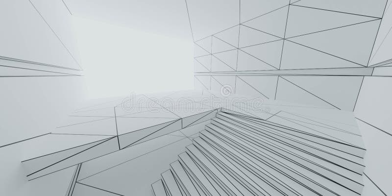 Wire Mesh Draft Mock-up Abstract Architecture Plan Building House 3d ...