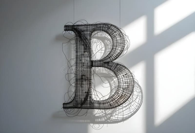 Wire Mesh Letter B Isolated on Clean White Background Stock ...