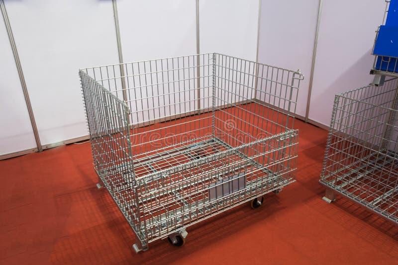 Wire mesh pallet stock image. Image of delivery, forklift - 111160003