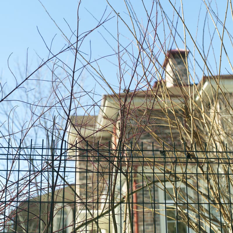 Wire Mesh Panel in Front of a Modern House Stock Image - Image of metal ...