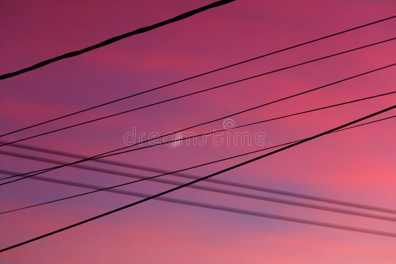A Wire with a Moon in the Sky Stock Image - Image of background, cable ...