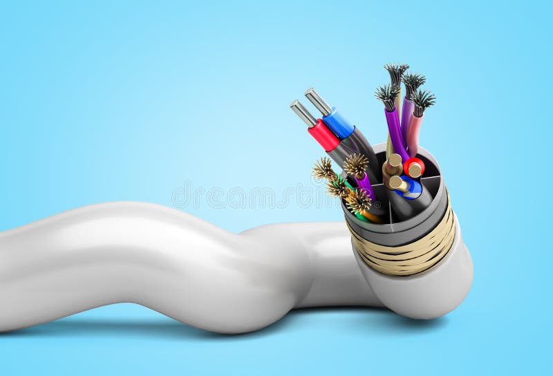 Wire Multicore Cable 3d Render on Blue Gradient Background Stock ...