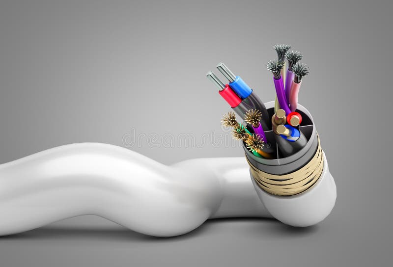 Wire Multicore Cable 3d Render on Grey Gradient Background Stock ...