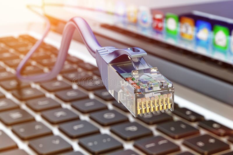 Wire Network Connection and Internet Communication Technology Concept ...