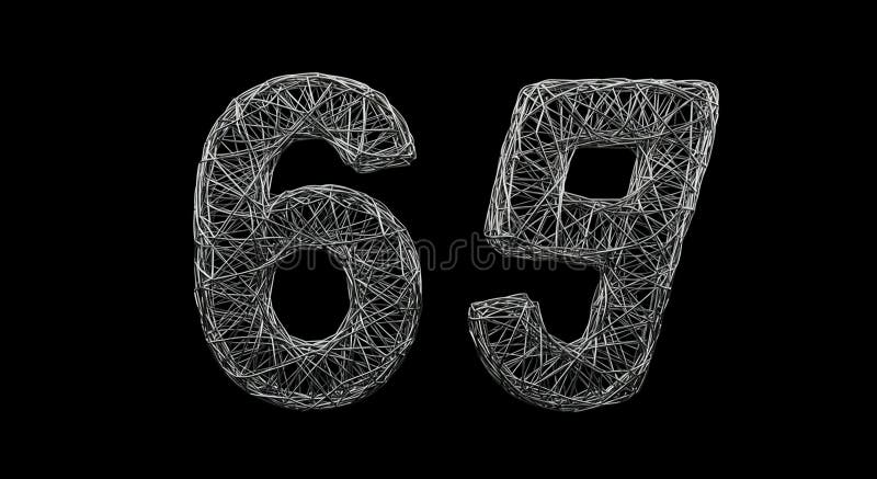 Wire Numbers Sixty Nine on Black Background Stock Illustration ...