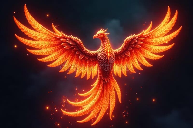 Wire Phoenix Rising from Vibrant Flames, Metallic Wings , Art, Design ...