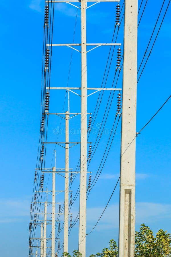 Wire Pole at High Voltage Electrical Post Stock Photo - Image of messy ...