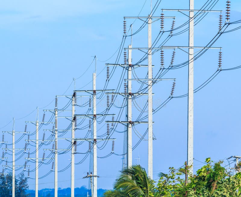 Wire Pole at High Voltage Electrical Post Stock Image - Image of ...