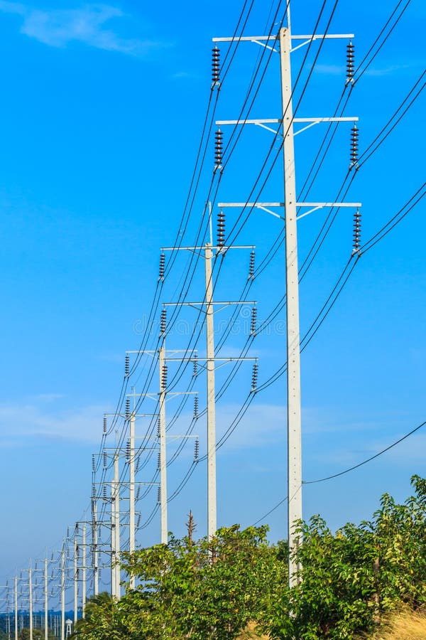 Wire Pole at High Voltage Electrical Post Stock Photo - Image of column ...