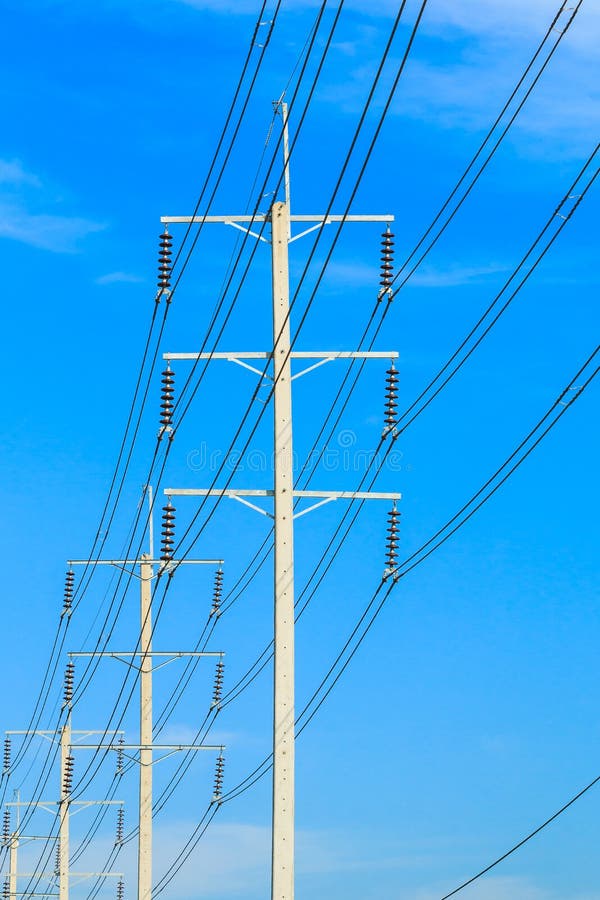 Wire Pole at High Voltage Electrical Post Stock Image - Image of cable ...