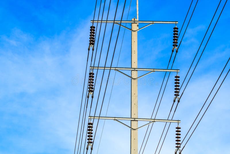 Wire Pole at High Voltage Electrical Post Stock Image - Image of ...