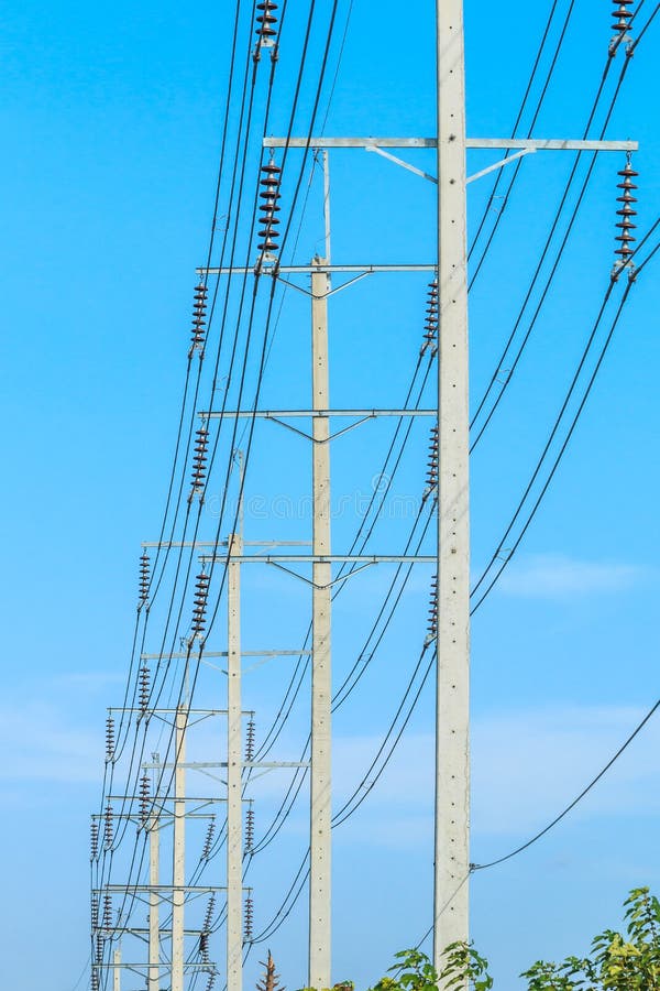 Wire Pole at High Voltage Electrical Post Stock Image - Image of ...