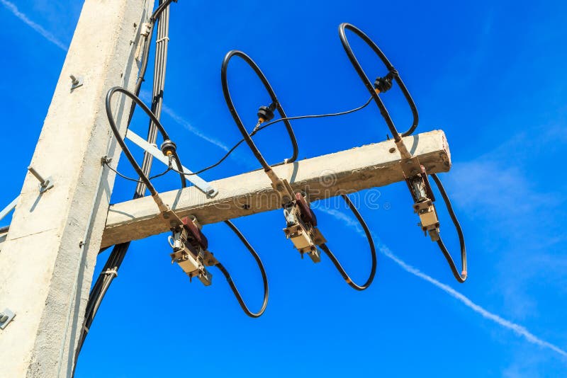 Wire Pole at High Voltage Electrical Post Stock Image - Image of ...